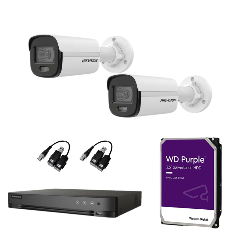 Kit Seguridad 2 Cámaras Ext + Dvr 4 + Disco 1tb + Balun - HIKVISION ...
