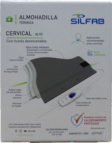 Almohadilla Electrica Silfab Al92 Funda Desmontable Cervical - SILFAB ...