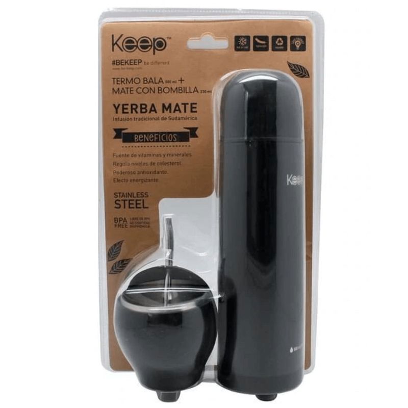 Set de Mate + Termo 500CC Negro - KEEP JARRAS, TERMOS Y ACCESORIOS ...