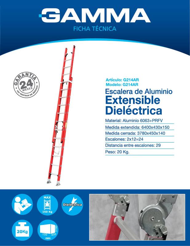 Escalera Aluminio Extensible Dielectrica 2 x 12 - G214AR - GAMMA ...