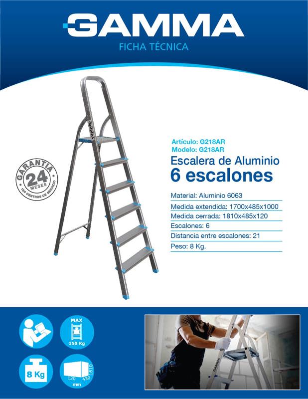 Escalera Aluminio Reforzada 6 escalones - G218AR - GAMMA ESCALERAS ...