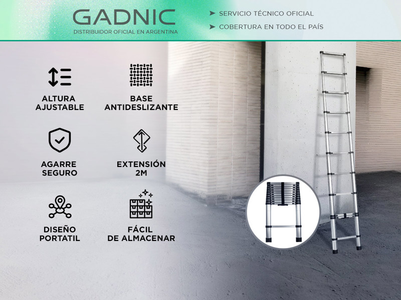 Escalera Telescópica Gadnic 2M Con Altura Ajustable - GADNIC ESCALERAS ...