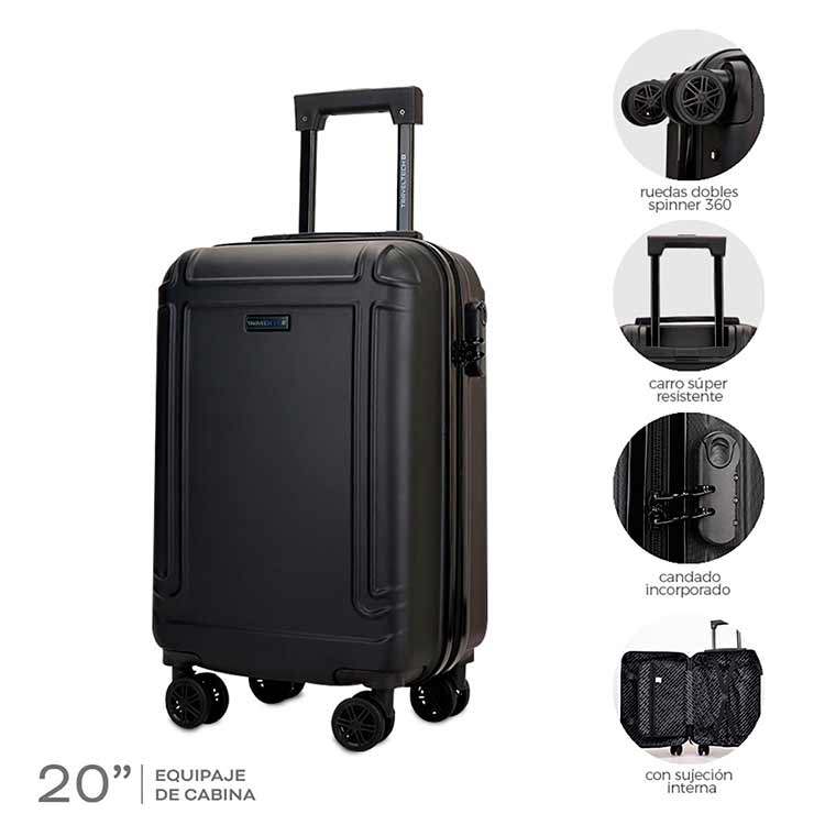 Valija de Cabina Travel Tech Carry on de 20 pulgadas Color Negro ...