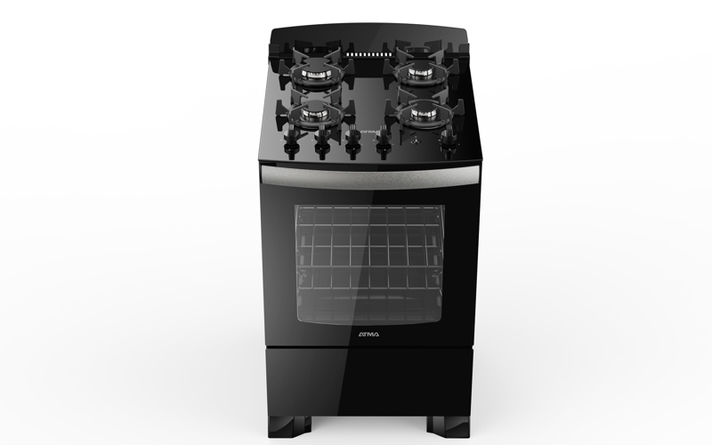 Cocina Multigas 56 cm Atma Negra CCM056N - ATMA COCINAS BIGAS - Megatone