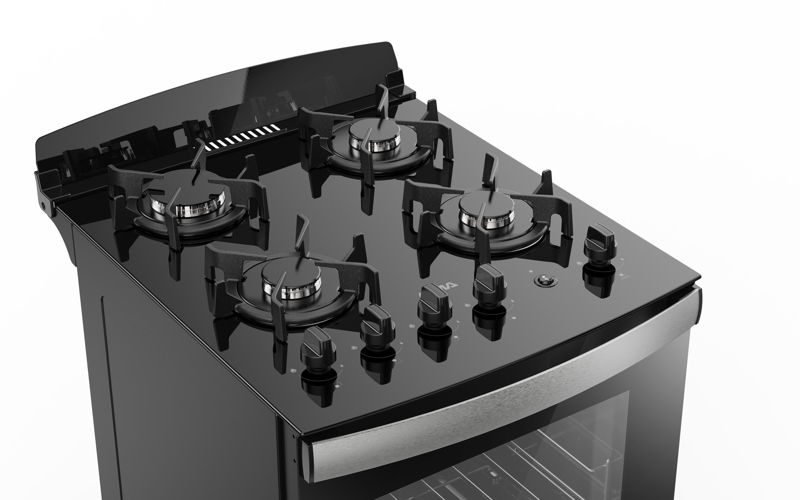 Cocina Multigas 56 cm Atma Negra CCM056N - ATMA COCINAS BIGAS - Megatone