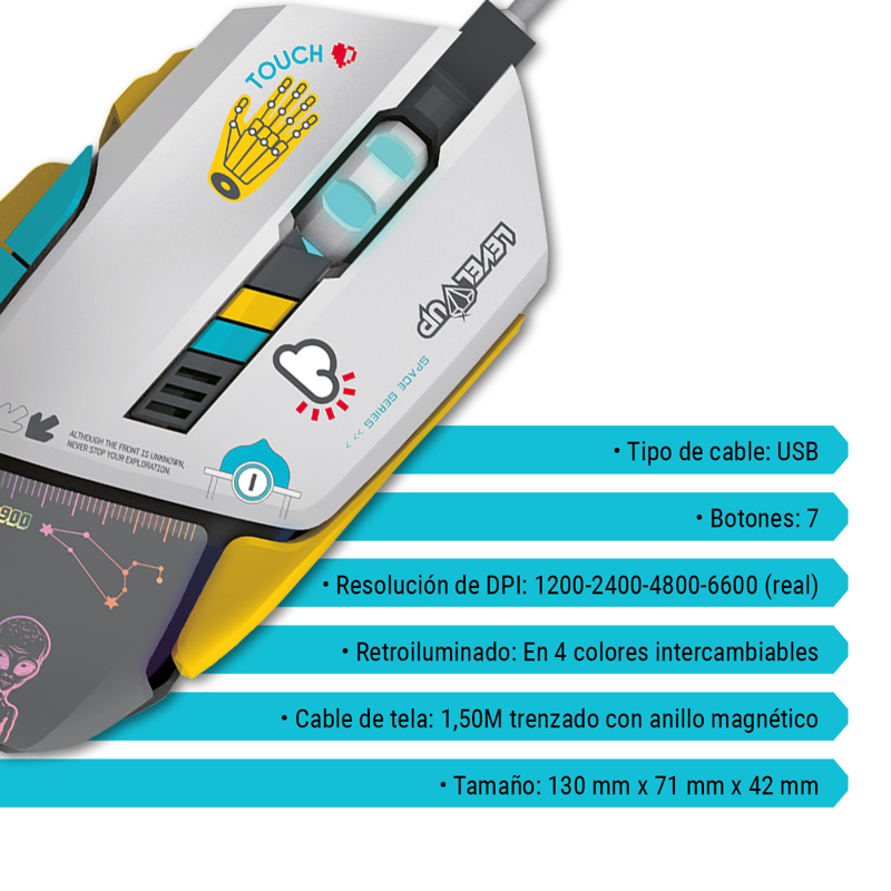 Mousse Gamer Level Up Perseo USB Retroiluminado 7 Botones - LEVEL UP ...