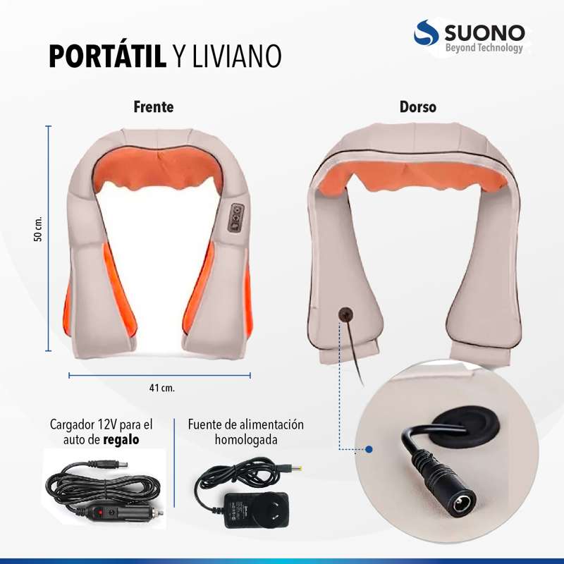 Masajeador Cervical 8 Rodillos Calor Relajante Anti Stress - SUONO ...