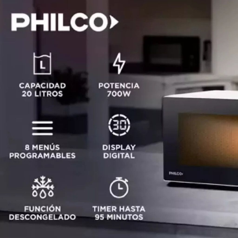 Microondas Philco Dig 20 lts MPHDW20UAP 700W Blanco - PHILCO COCINAS ...
