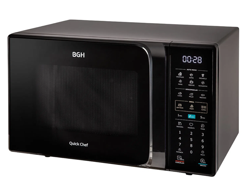 Microondas Digital Quick Chef BGH B228DN20 28lts Negro - BGH COCINAS MICROONDAS - Megatone