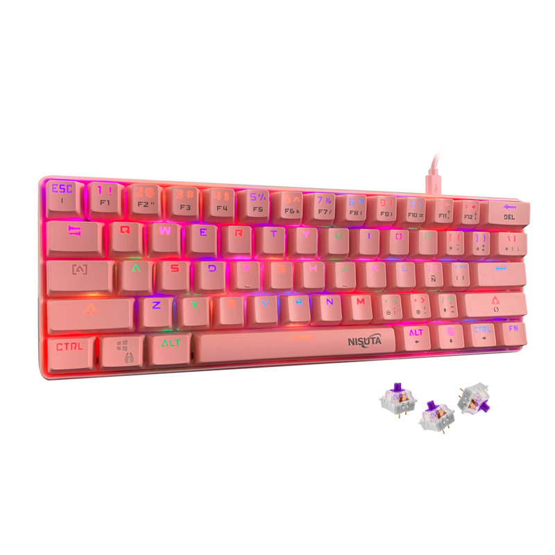 Teclado Gamer Mecánico Rgb Nisuta Gz61 Rosa Outemu violeta Pc Ps4 ...