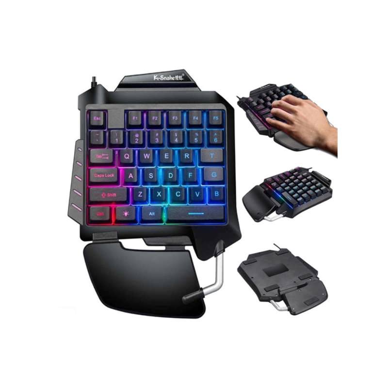 Teclado Gamer De Una Sola Mano Rgb 35 Teclas Ergonomico Usb - GENERICO ...