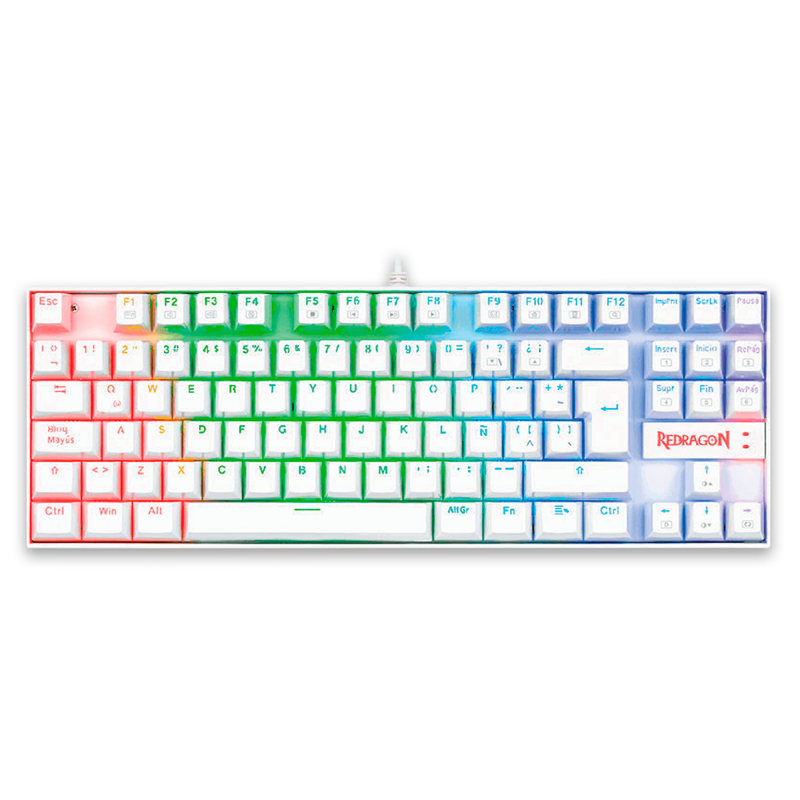 Teclado Gamer Redragon Kumara Blanco Switch Azul RGB Español K552W-RGB ...