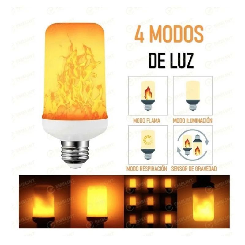 Lampara Foco Led Fire Efecto Fuego A60 4w Luz Calida X2 Unid - TBCIN ...