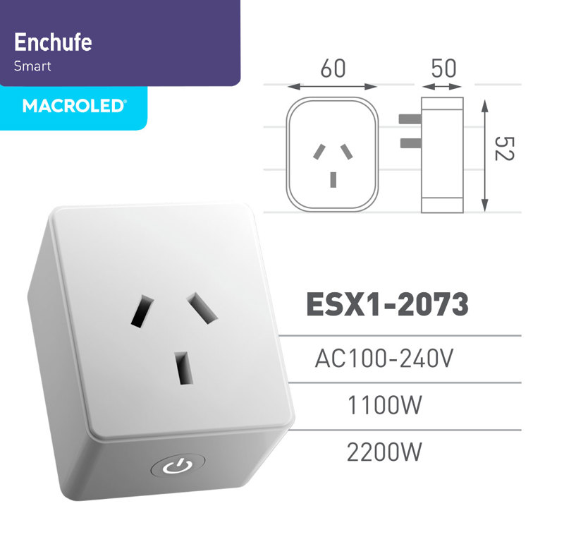 Enchufe Inteligente Wi-Fi Smart AC100-240V 10A Máx. Macroled - MACROLED TIRAS Y GUIRNALDAS ...