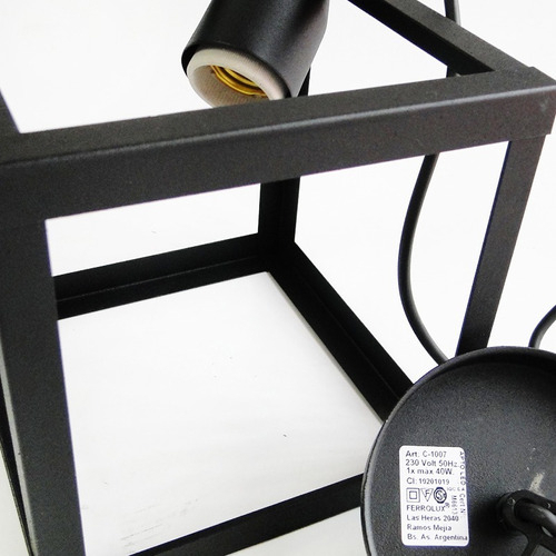 Lampara Colgante Negra Industrial 1 Luz E27 Ferrolux C-1007 - FERROLUX ...