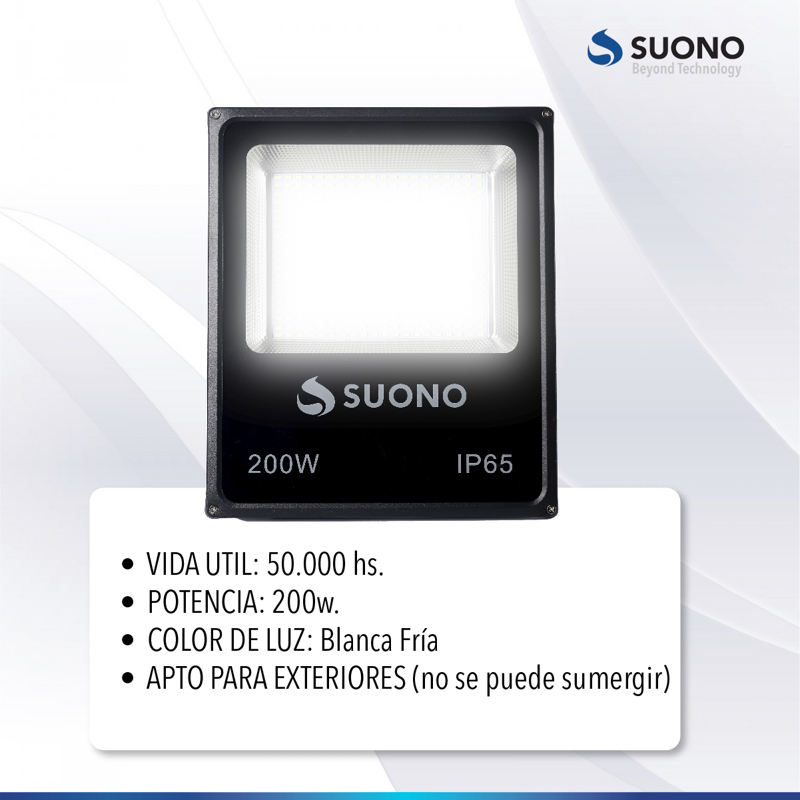 Pack X2 Reflector Led 200w Exterior Bajo Consumo Potencia - SUONO ...