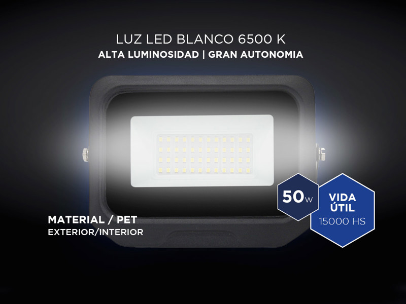 Kit x2 Reflector Led Blanco 50W Exteriores Interiores Muy Potentes ...