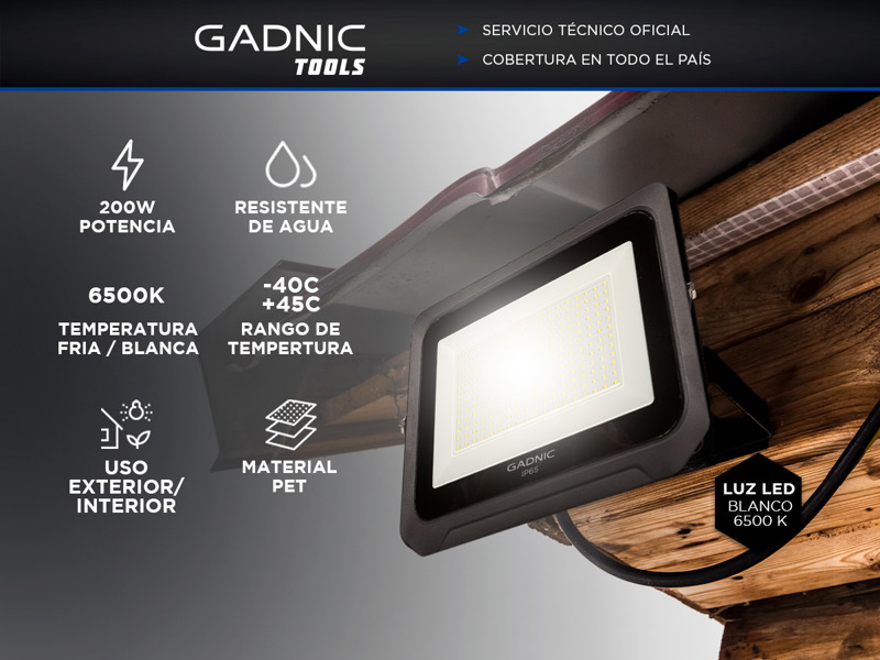 Kit x2 Reflector Led Blanco 200W Exteriores Alta Potencia - GADNIC ...