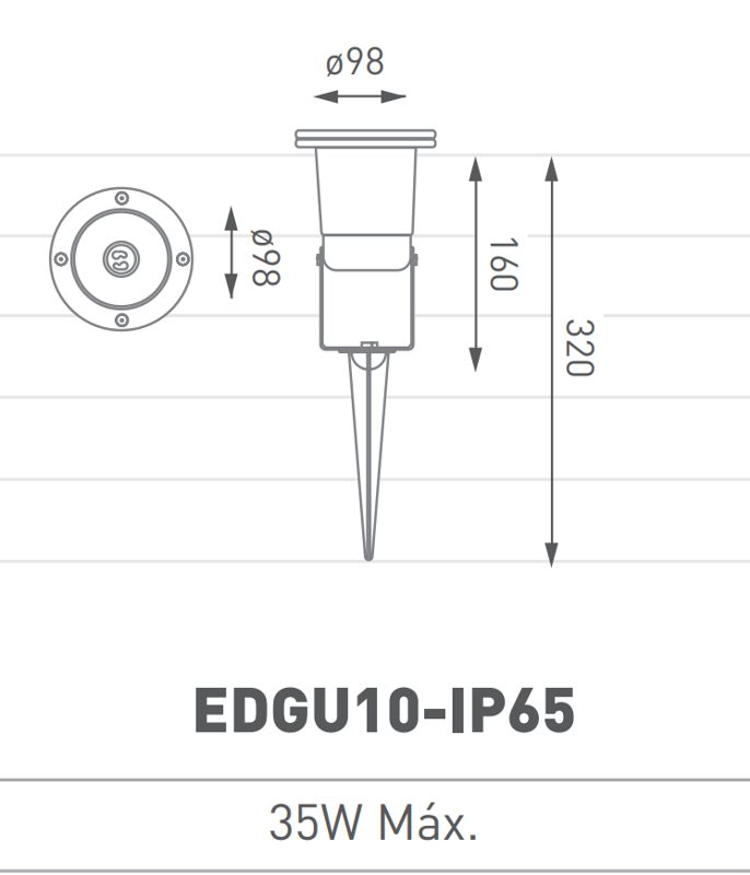 Portalámparas GU10 IP65 Estaca de Aluminio Macroled 35W MAX - MACROLED LAMPARAS - Megatone