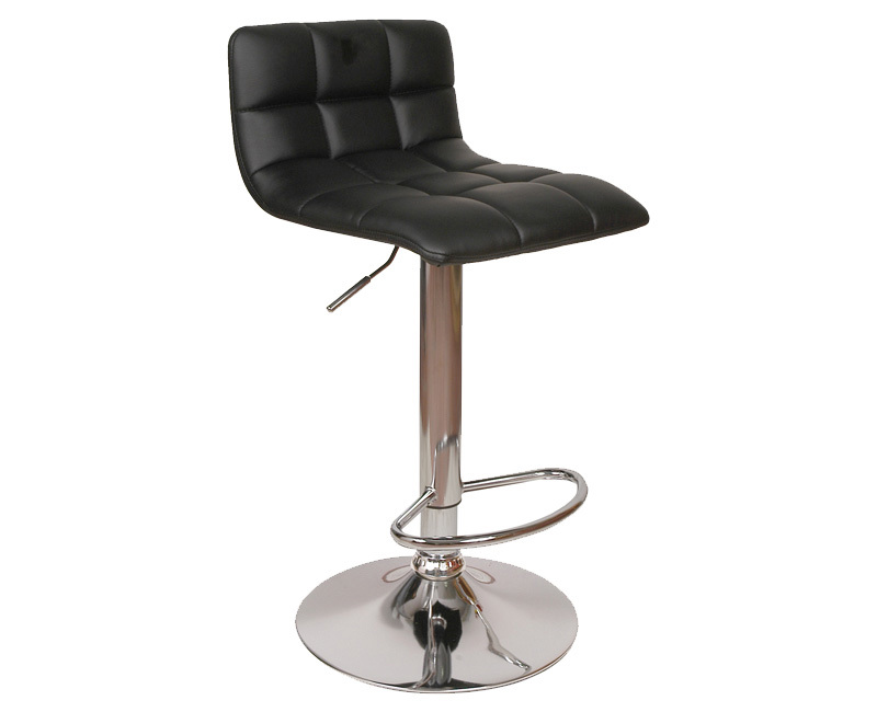 Taburete Banqueta Regulable Cuadros Ecocuero Respaldo Medio Negro ...