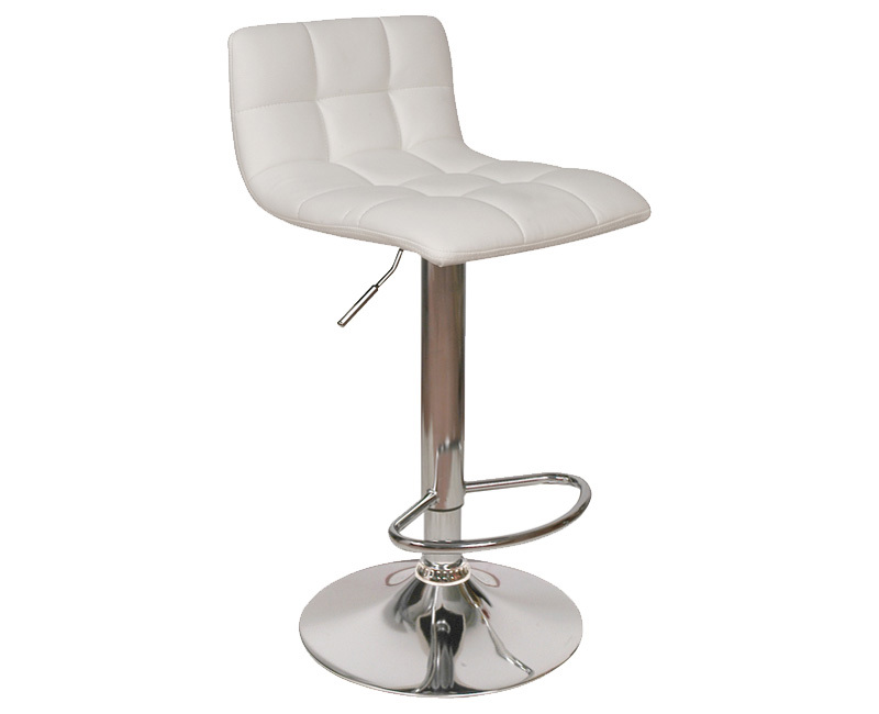 Taburete Banqueta Regulable Cuadros Ecocuero Respaldo Medio Blanco ...