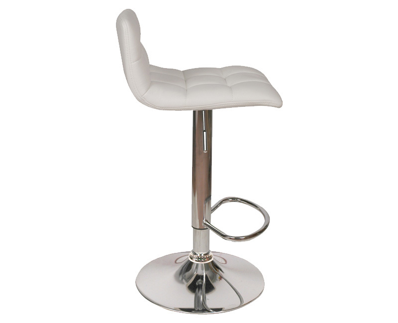 Taburete Banqueta Regulable Cuadros Ecocuero Respaldo Medio Blanco ...