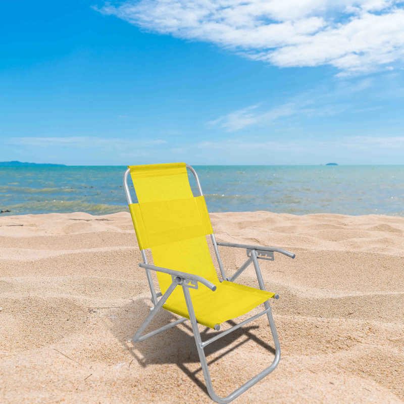 Reposera Plegable de Playa Aluminio 5 Posiciones Amarillo - HOGARIS ...