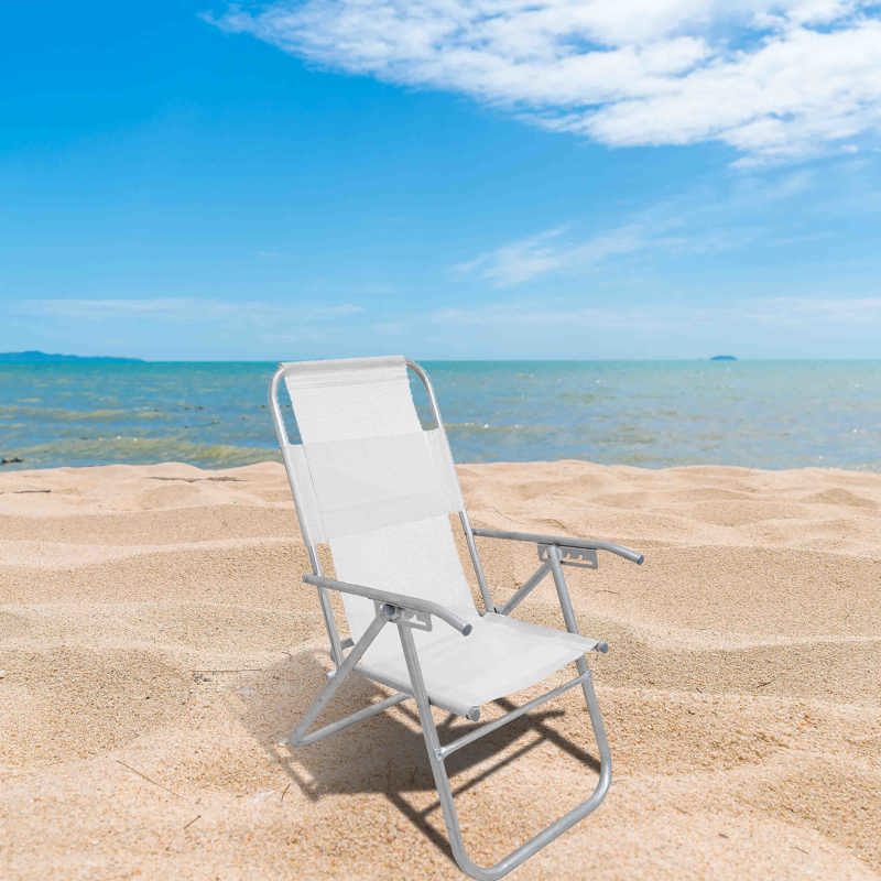 Reposera Plegable de Playa Aluminio 5 Posiciones Blanco - HOGARIS ...