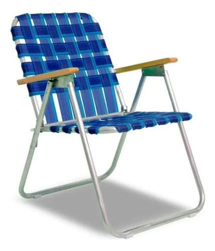 Reposera Fija De Caño Avelino Brazos De Madera 1002 Azul - AVELINO ...