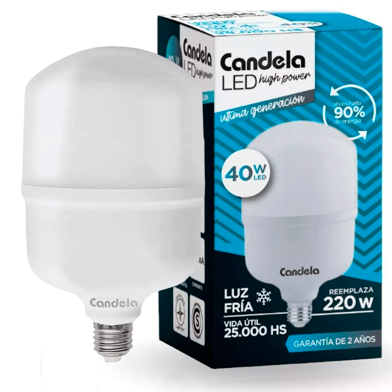 Lampara Led High Power E27 40w = 220W Luz Fria Candela - CANDELA FOCOS ...