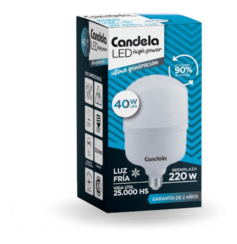 Lampara Led High Power E27 40w = 220W Luz Fria Candela - CANDELA FOCOS - Megatone