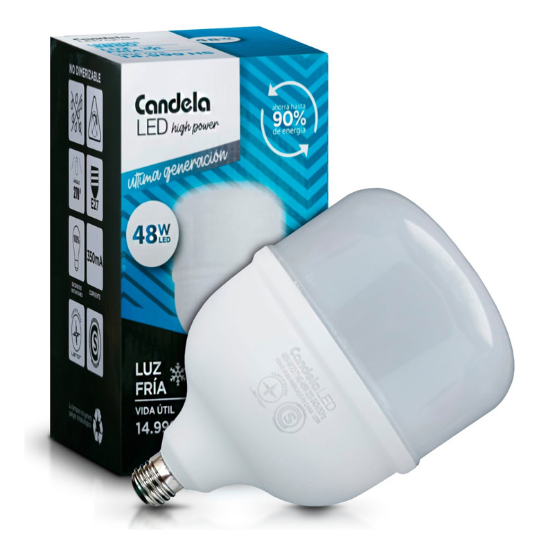 Lampara Led High Power E27 48w = 220w Luz Fria Candela - CANDELA FOCOS ...