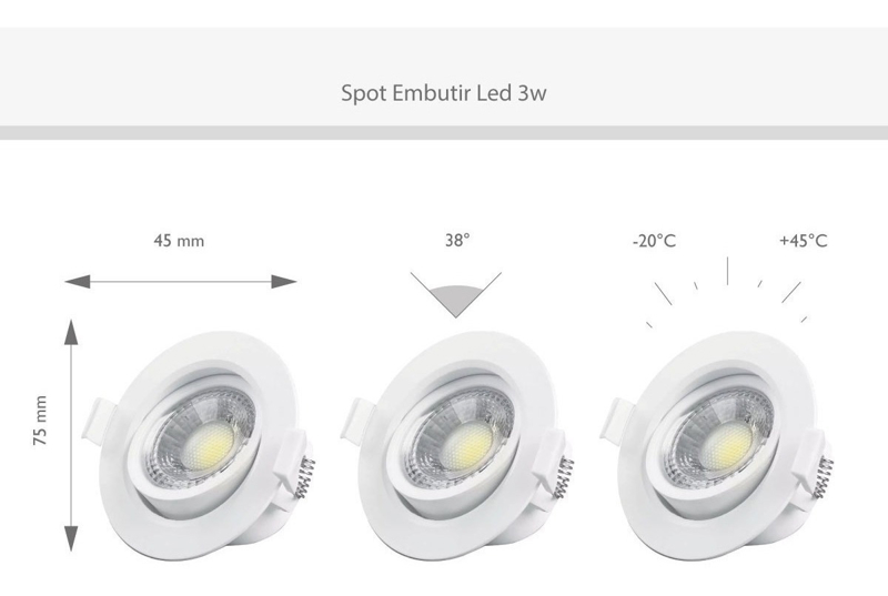 Spot Embutir Blanco Dicro Led 3w Calido Movil Led Integrado - MACROLED ...