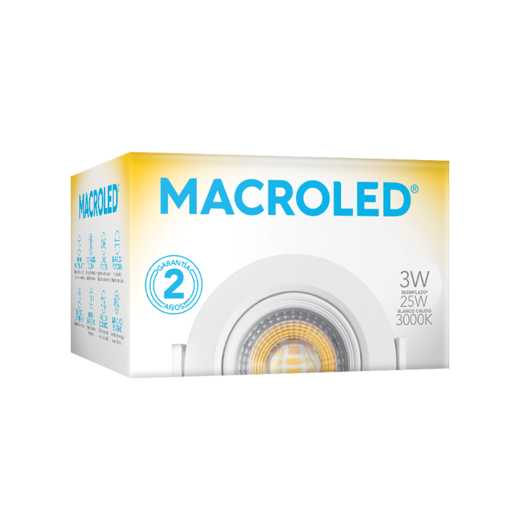 Spot Embutir Blanco Dicro Led 3w Calido Movil Led Integrado - MACROLED ...