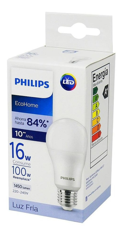 Lampara Bulbo Led Philips Eco Home 16W E27 6500K Luz Fría - PHILIPS LIGHTING FOCOS - Megatone