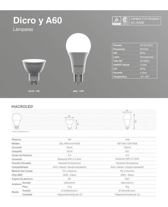 Lámpara Led Macroled Dicroica Wifi 5W Smart Rgb GU10 400Lm - MACROLED ... Lámpara Led Macroled Dicroica Wifi 5W Smart Rgb GU10 400Lm - MACROLED ...