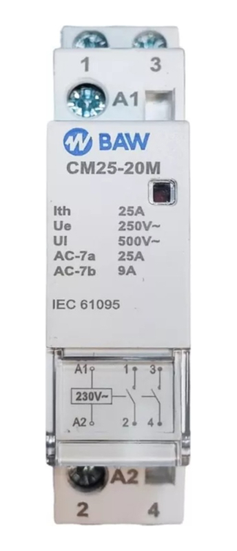 Contactor Modular Baw 1 Modulo Din 25A Uc 230V - Ue 250V - BAW ...