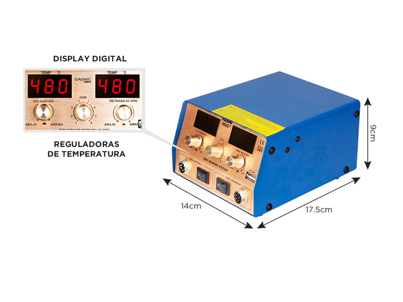 Estación de Soldado Aire Caliente Gadnic Con Cautin de Soldado 750w ...