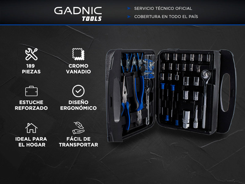 Juego Set de Herramientas Gadnic TS200 189pcs - GADNIC KIT Y SET ...