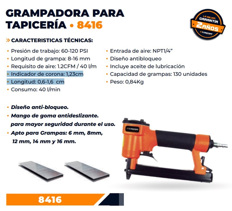 Engrampadora Neumatica Tapicería 6-16 Mm 12.3 Lusqtoff 8416 - LUSQTOFF ...