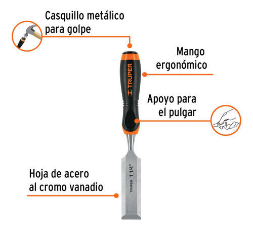 Formon 32mm Industrial Truper Madera Acero Vanadio 32 Mm - TRUPER ...