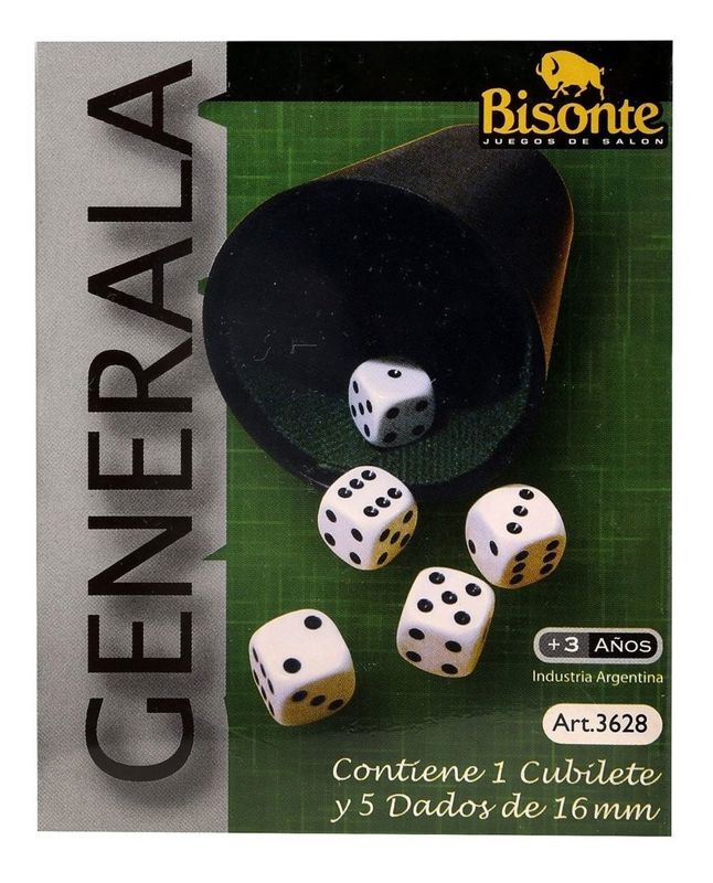 Generala Cubilete Con 5 Dados Acrilico Y Talonario Bisonte - BISONTE ...