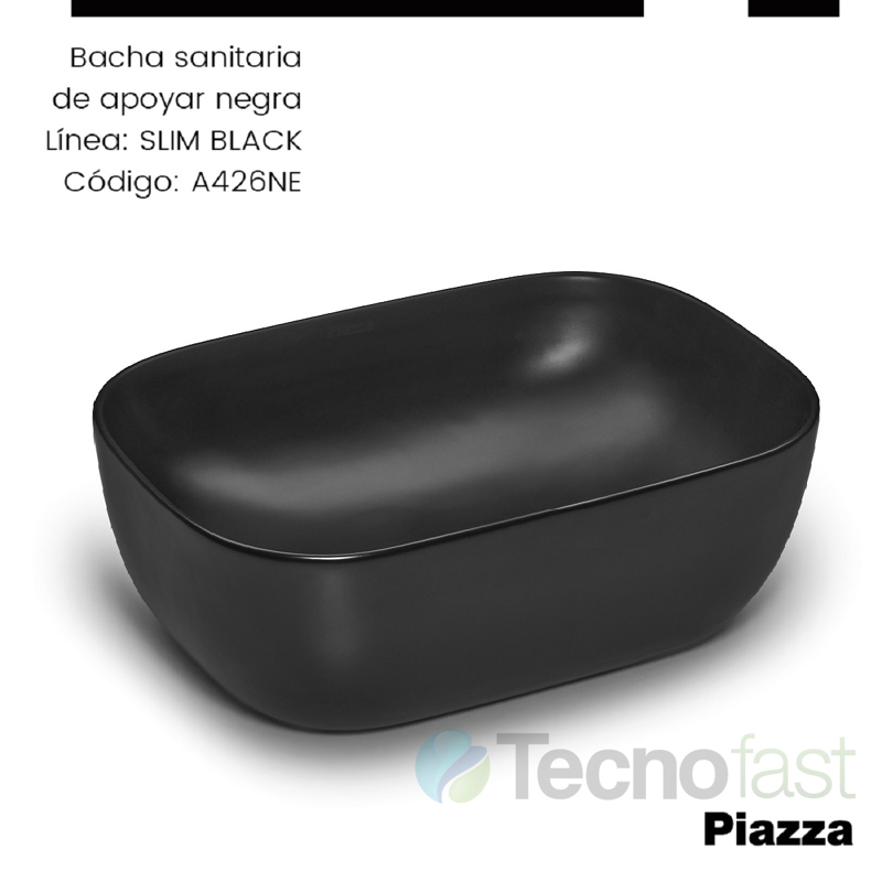 Bacha para Baño Black Apoyo Piazza A426 Porcelana Negra - PIAZZA BACHAS ...