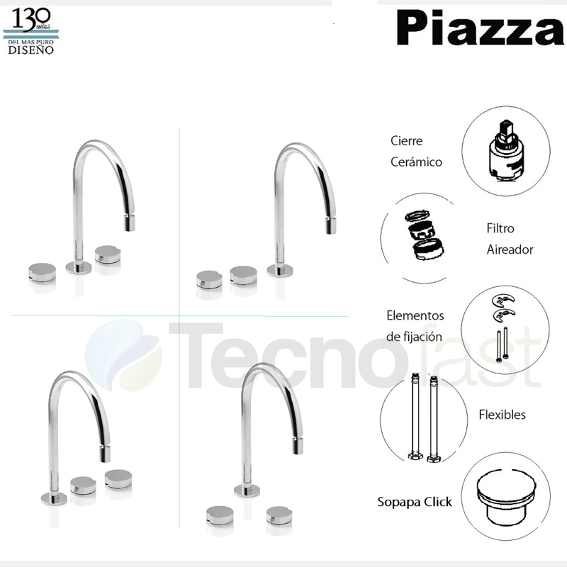 Griferia Baño Piazza Lounge Lavatorio Mesada Cromo 22601 - PIAZZA ...