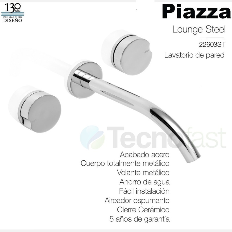 Grifería Lavatorio Piazza Lounge Steel 22603st C. Cerámico - PIAZZA ...