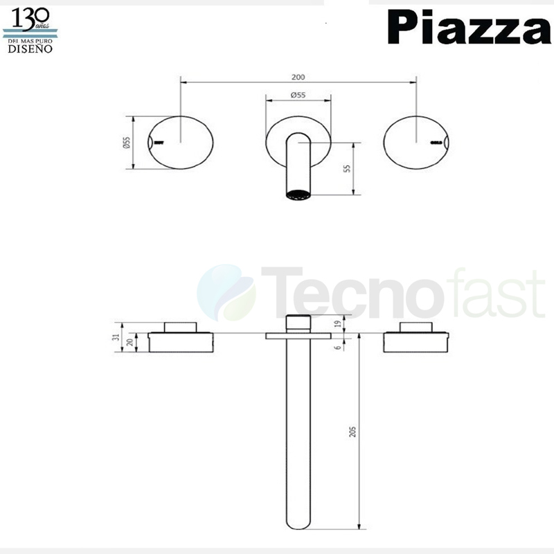 Grifería Lavatorio Piazza Lounge Steel 22603st C. Cerámico - PIAZZA ...