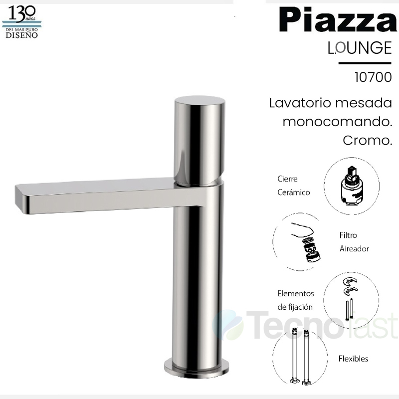 Grifería Lavatorio Monocomando Lounge Cromo Piazza 10700 - PIAZZA ...