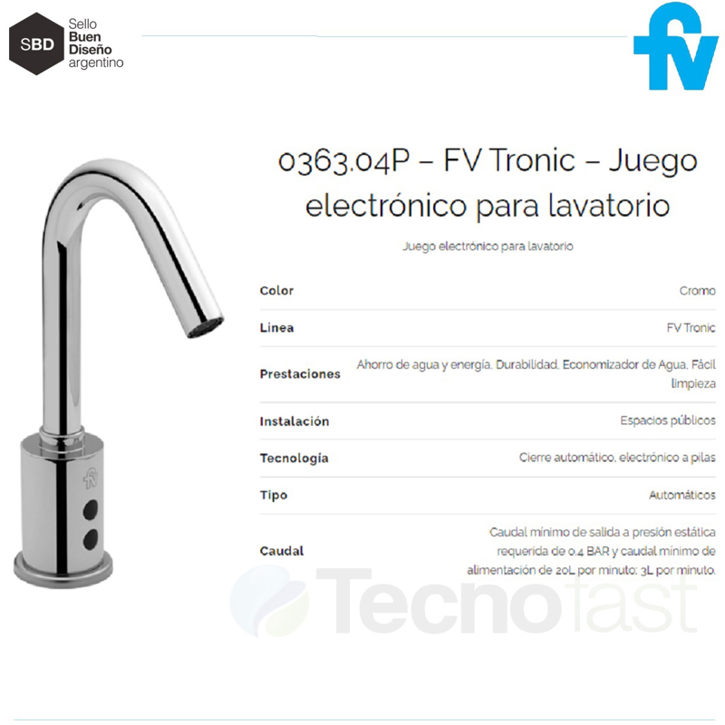 Griferia Fv Tronic Automatico Electronico 0363.04p - FV GRIFERIA BANO ...