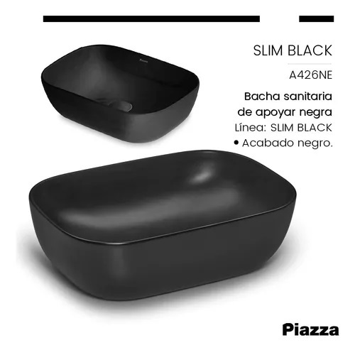 Bacha Baño Lavatorio De Apoyo Piazza A426ne Porcelana Negro - PIAZZA ...