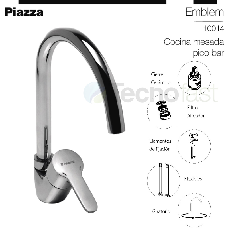 Griferia Yvon Monocomando Piazza Canilla Cocina Movible Aire - PIAZZA ...